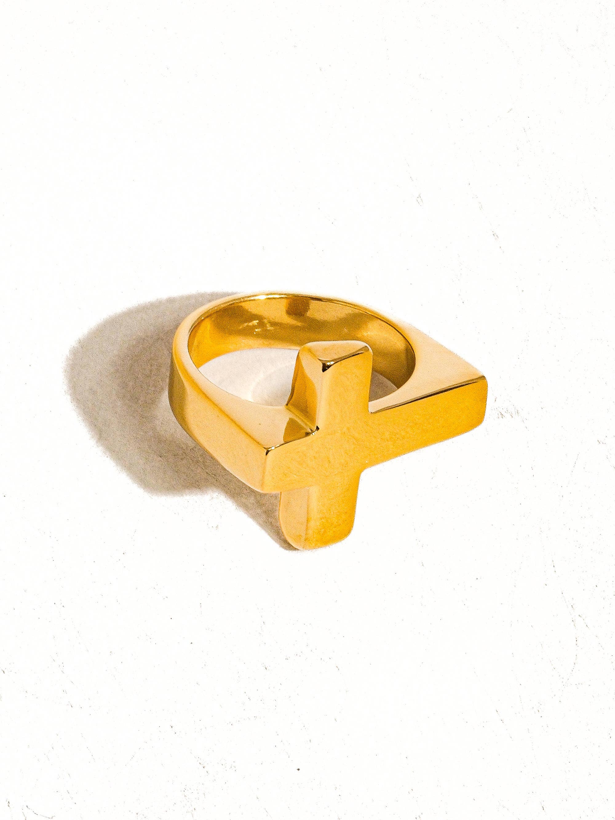 Truth 18K Gold Non-Tarnish Cross Ring – Sugar & Thread